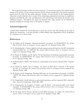 Twenty years of attacks on the rsa cryptosystem | PDF