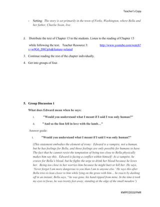 Twilight novel, teachers' worksheet | DOC