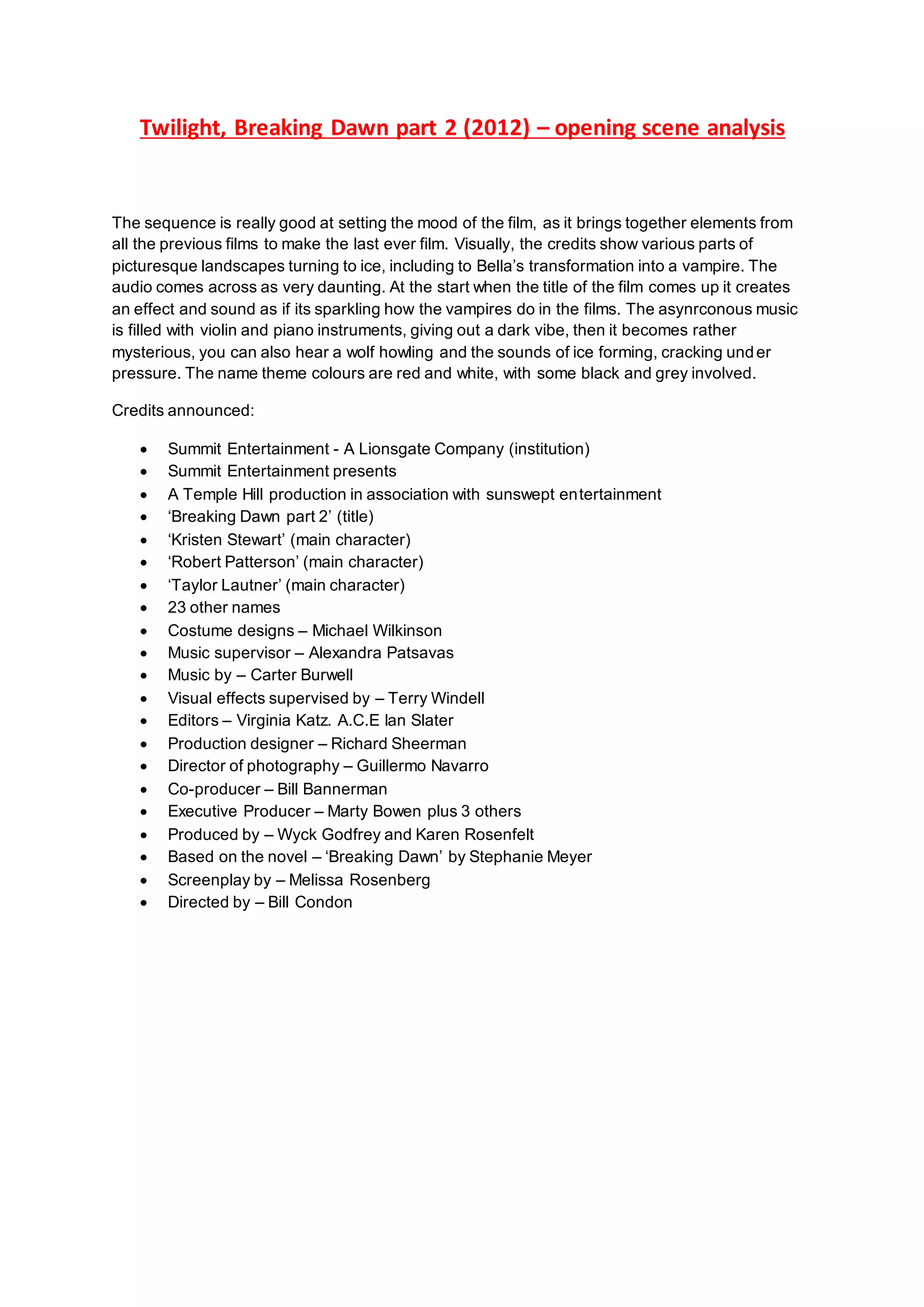 Twilight opening sequence | DOCX