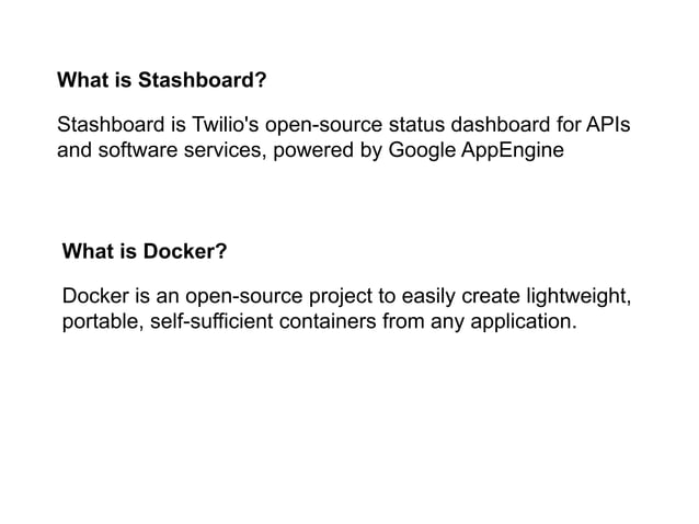 Dockerizing Stashboard | PPT