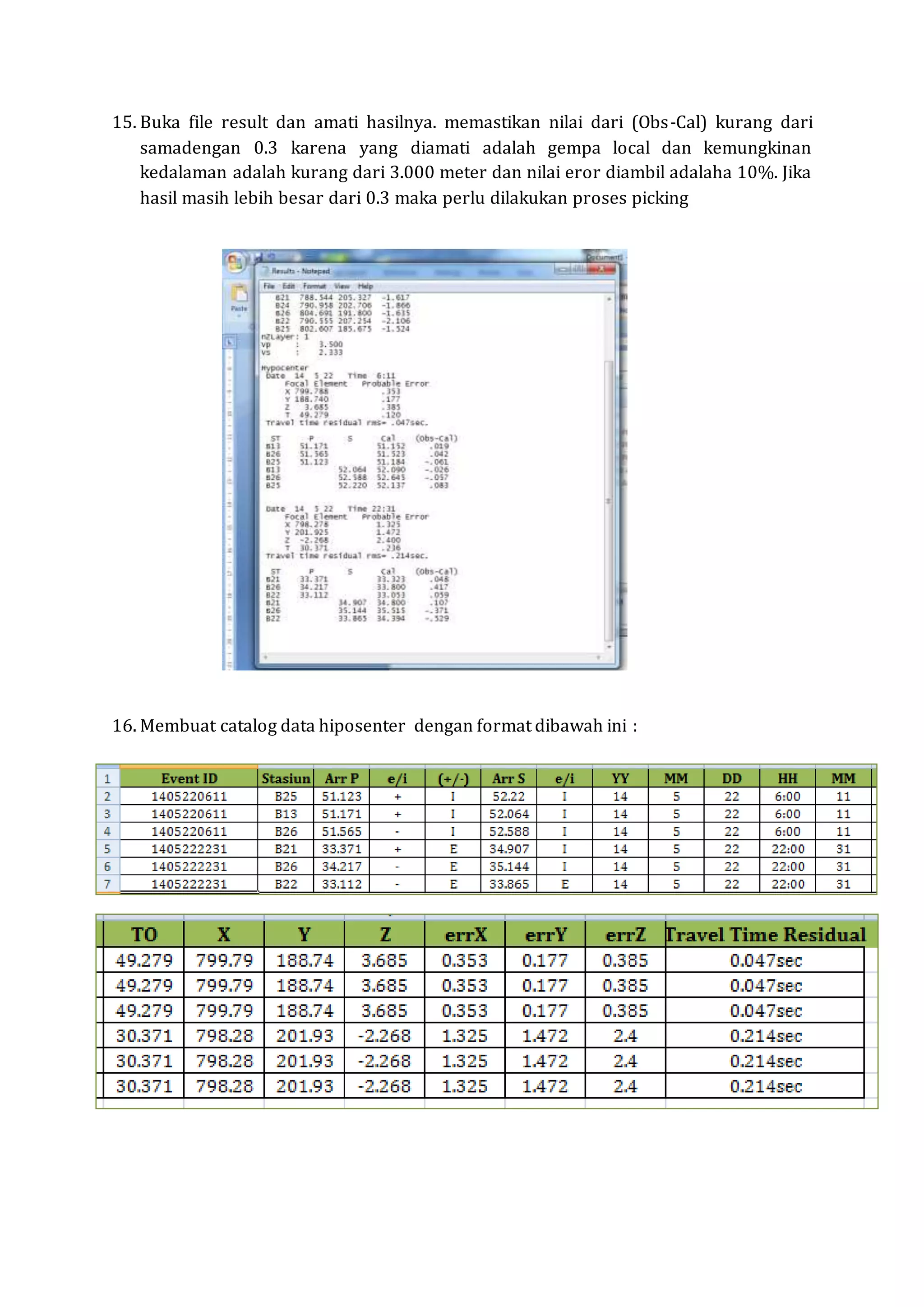 langkah - langkah picking gelombang p dan s dengan software seisgram | DOCX