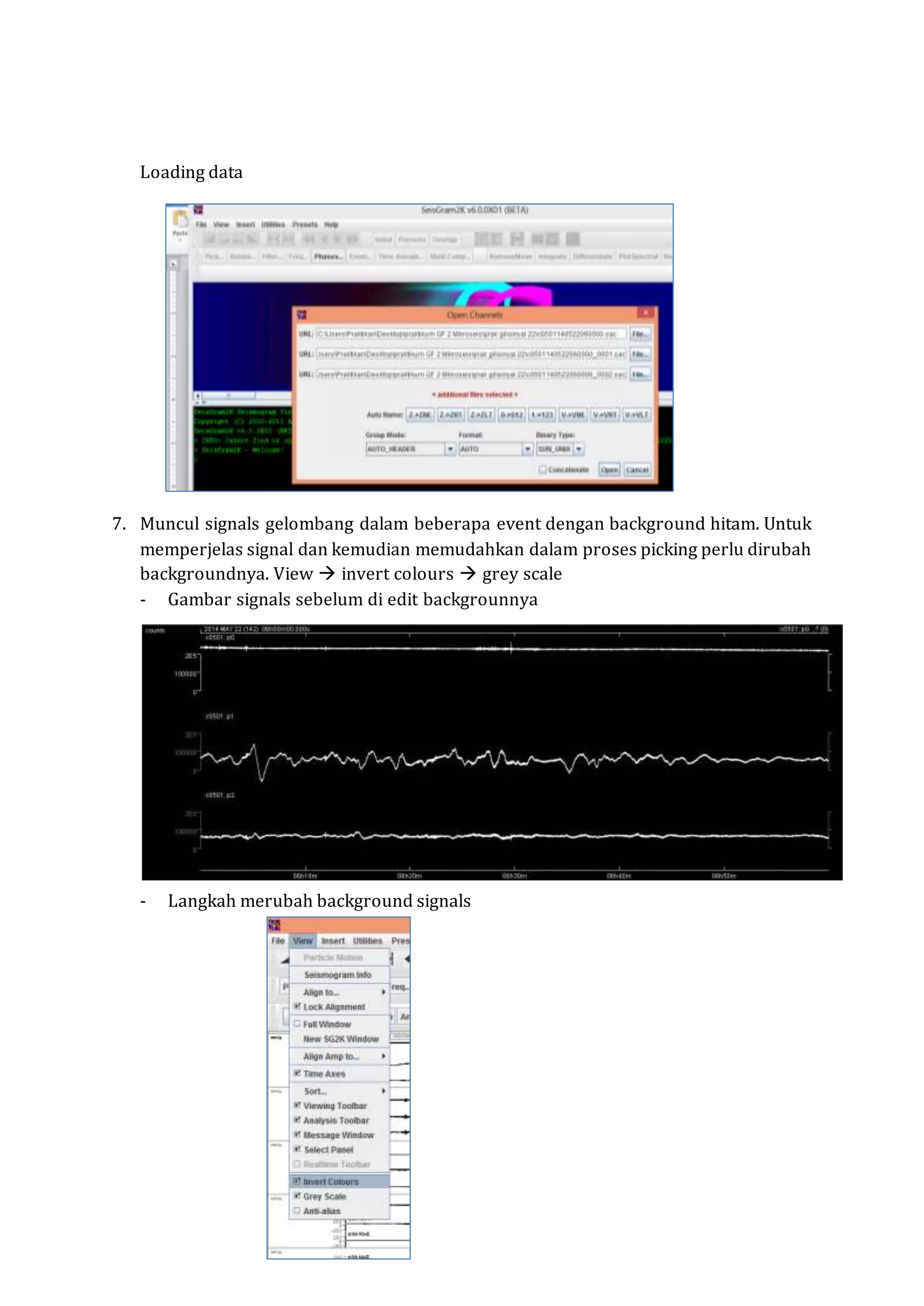 langkah - langkah picking gelombang p dan s dengan software seisgram | DOCX