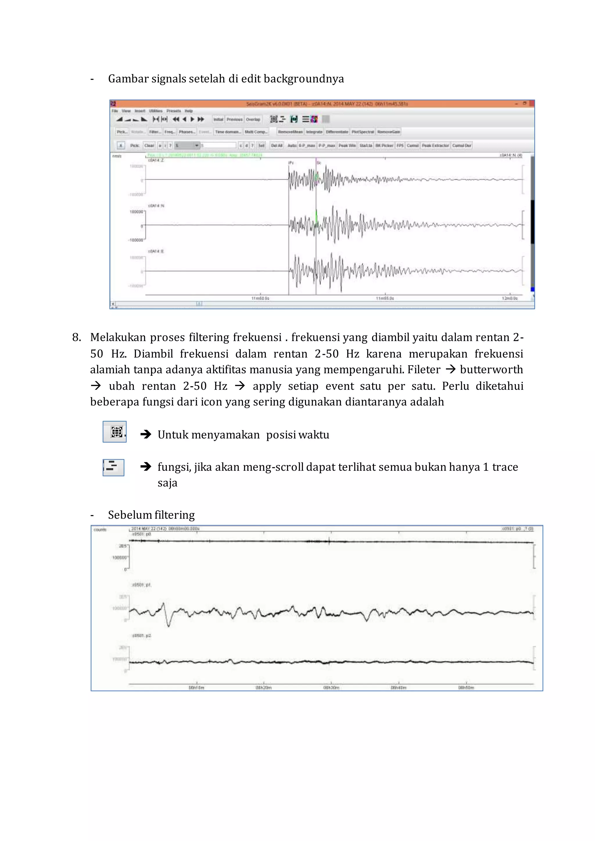 langkah - langkah picking gelombang p dan s dengan software seisgram | DOCX