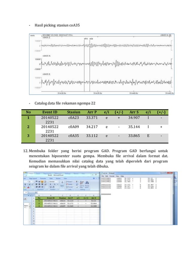 langkah - langkah picking gelombang p dan s dengan software seisgram | DOCX