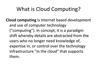 Introduction to Cloud Computing (Workshop) | PPT | Cloud Computing | Internet