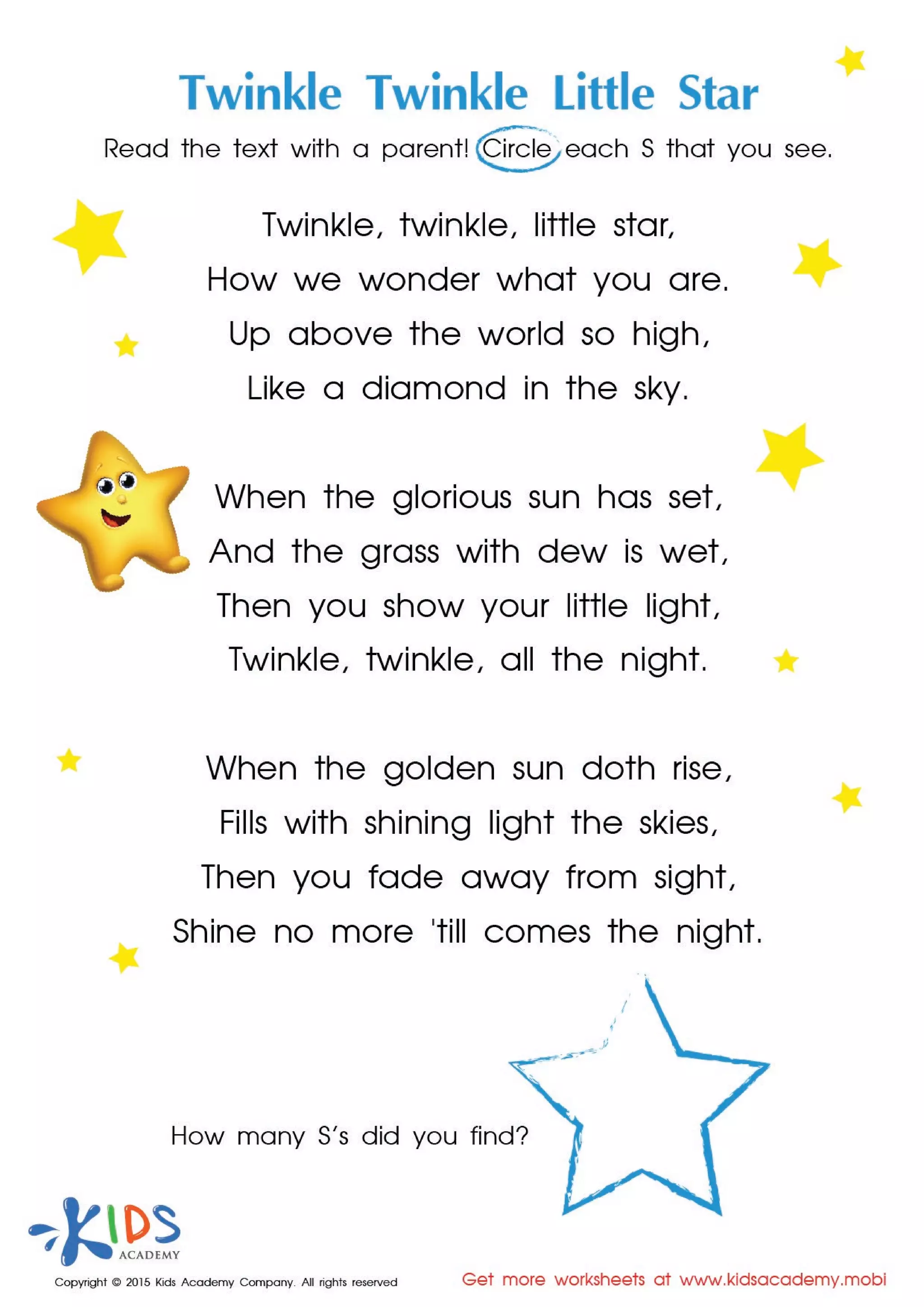 Twinkle Twinkle Little Star coloring pages and lyrics | PDF