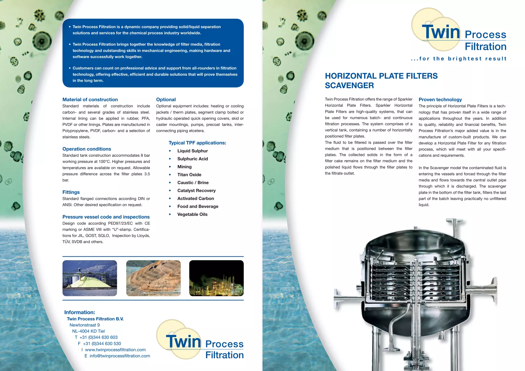 Twin Process Filtration - Brochure Horizontal Plate Filter (HPF) with ...