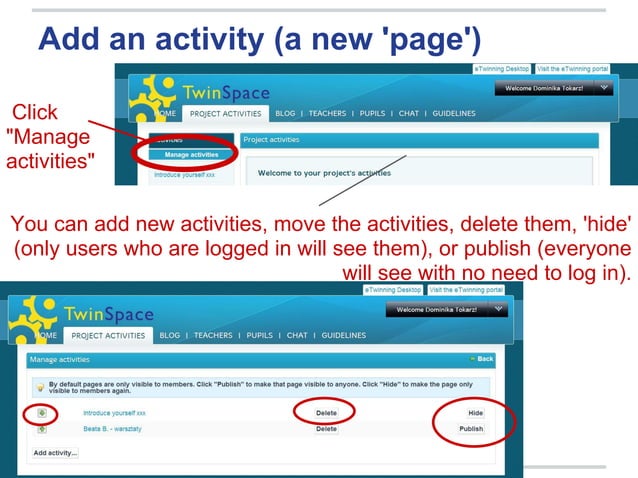 Twin space (4) manage activities | PDF