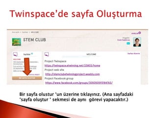 Twinspace de sayfa oluşturma | PPTX