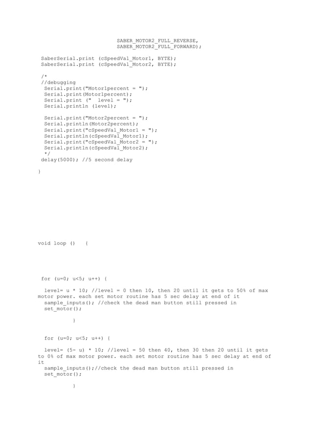 Twin wheeler modified for arduino simplified serial protocol to sabertooth v2 | PDF