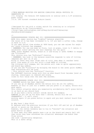 Twin wheeler modified for arduino simplified serial protocol to sabertooth v22 | DOCX
