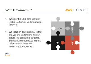 AWS 마켓플레이스 기반 API 비즈니스 성장 경험 공유 (김건오 대표, 트윈워드) :: AWS TechShift 2018 | PPT