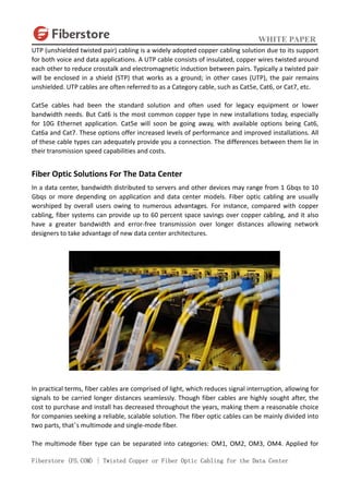 Twisted copper or fiber optic cabling for the data center | PDF