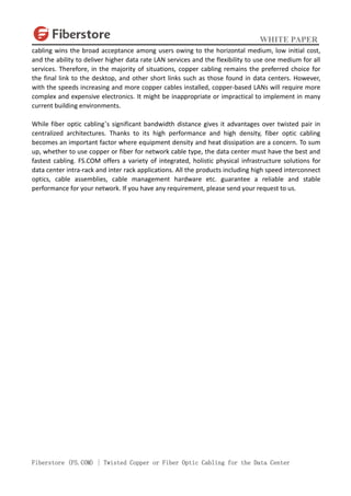 Twisted copper or fiber optic cabling for the data center | PDF