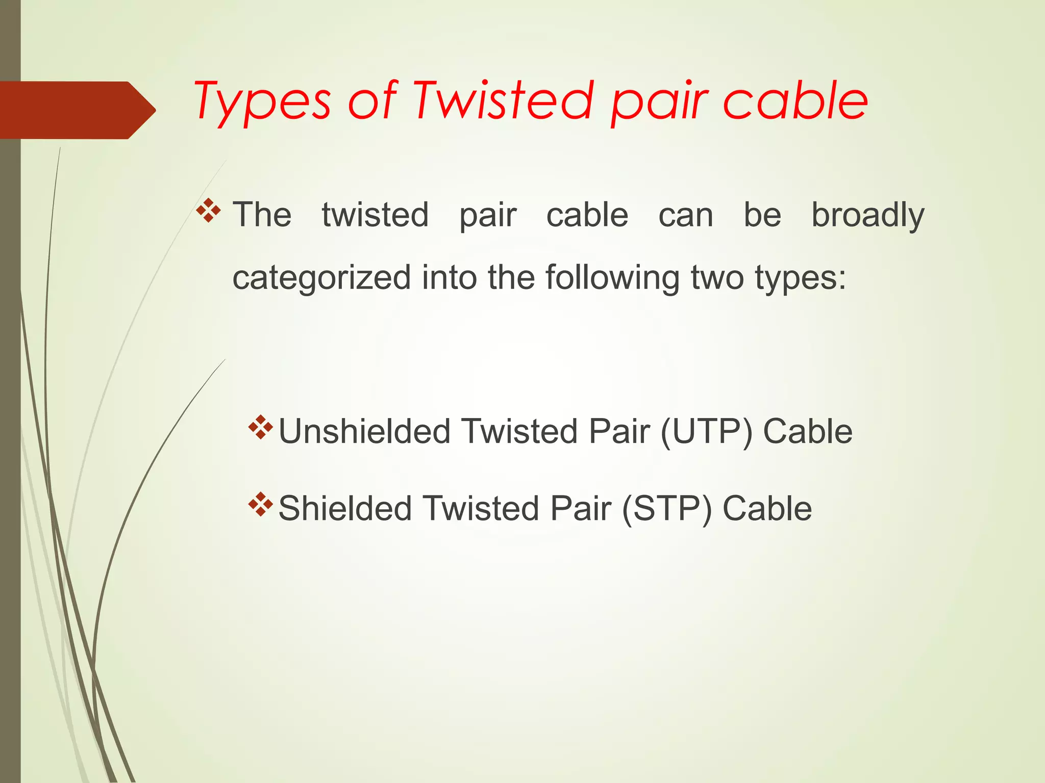 Twisted pair cable | PPT | Computer Networking | Computing