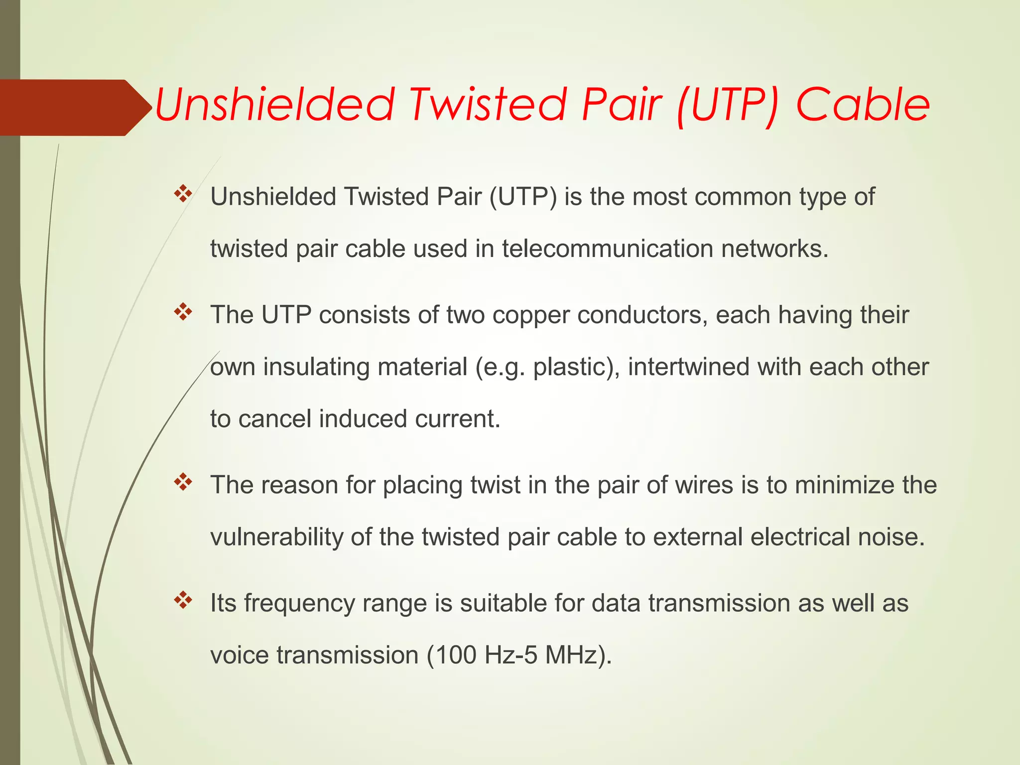 Twisted pair cable | PPT | Computer Networking | Computing