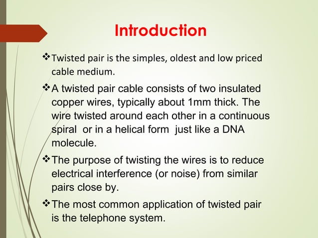 Twisted pair cable | PPT | Computer Networking | Computing