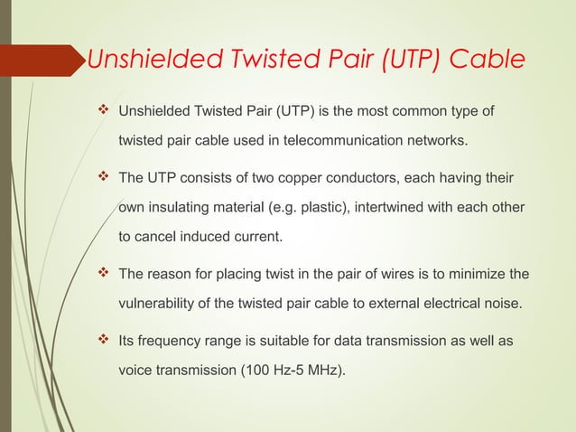 Twisted pair cable | PPT | Computer Networking | Computing