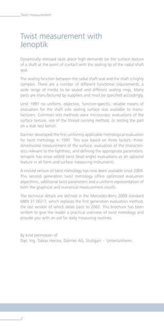 Twist Parameters "Roughness Measurement" | PDF
