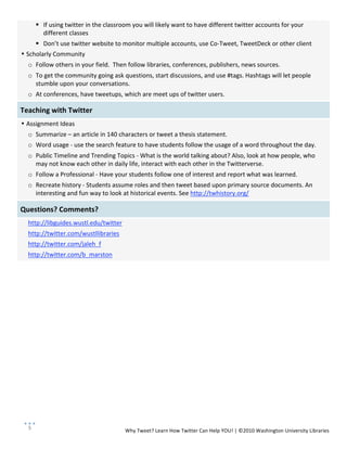 Why Tweet? Handout | PDF