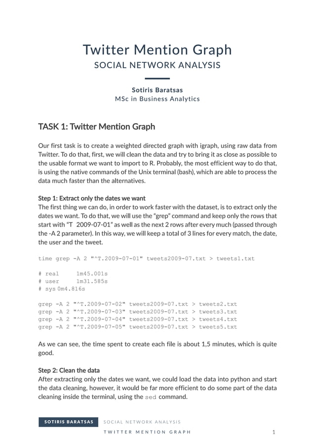 Twitter Mention Graph - Analytics Project | PDF