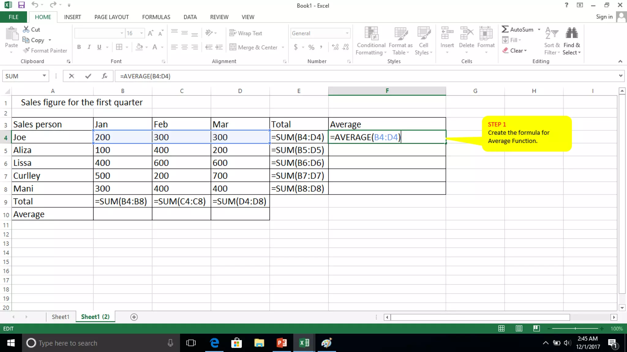 How to create Average Function | PPT