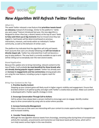 New Algorithm Will Refresh Twitter Timelines | PDF | Social Networking | Internet