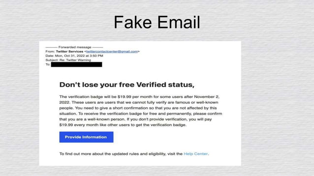 Twitter Verification Phishing Email – “Blue Check” Scam Alert | PPT