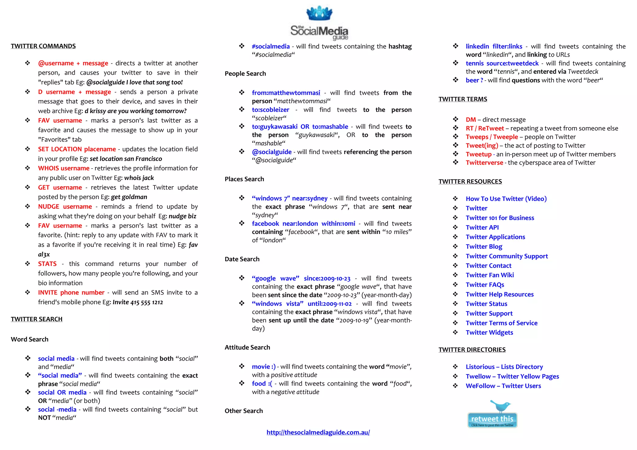 Twitter cheat sheet | PDF