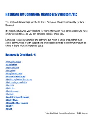 q1 Twitter Disability & Chronic Illness Hashtags | PDF