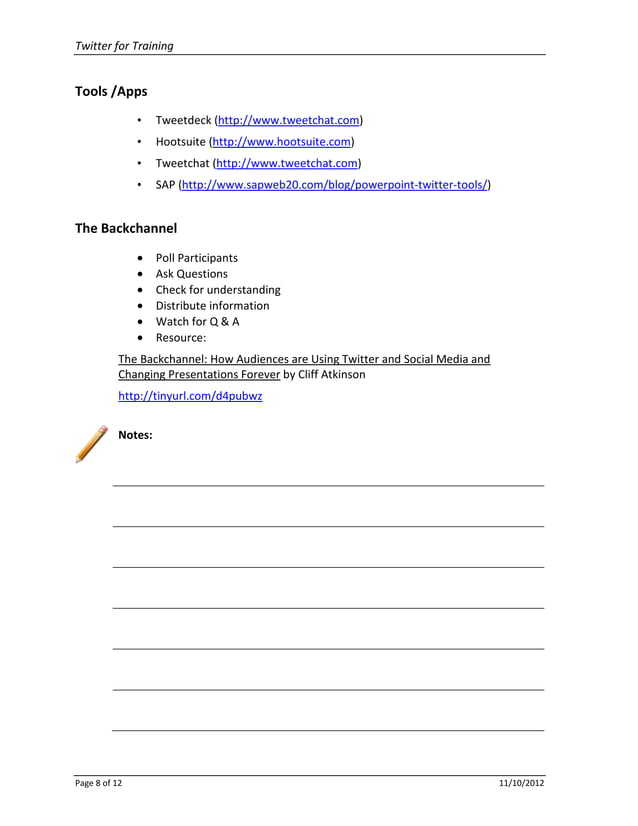 Twitter for Training Handout | PDF