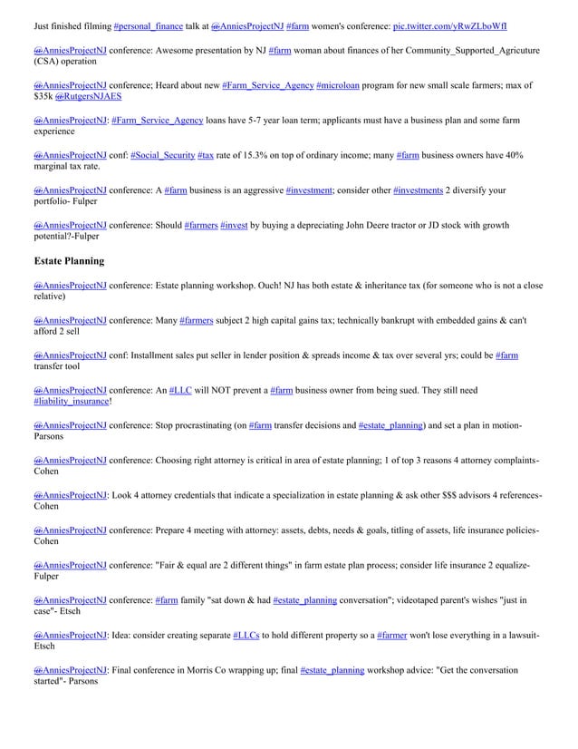 Twitter summary of annie's project conferences 02-13 | PDF | Business | Business and Finance