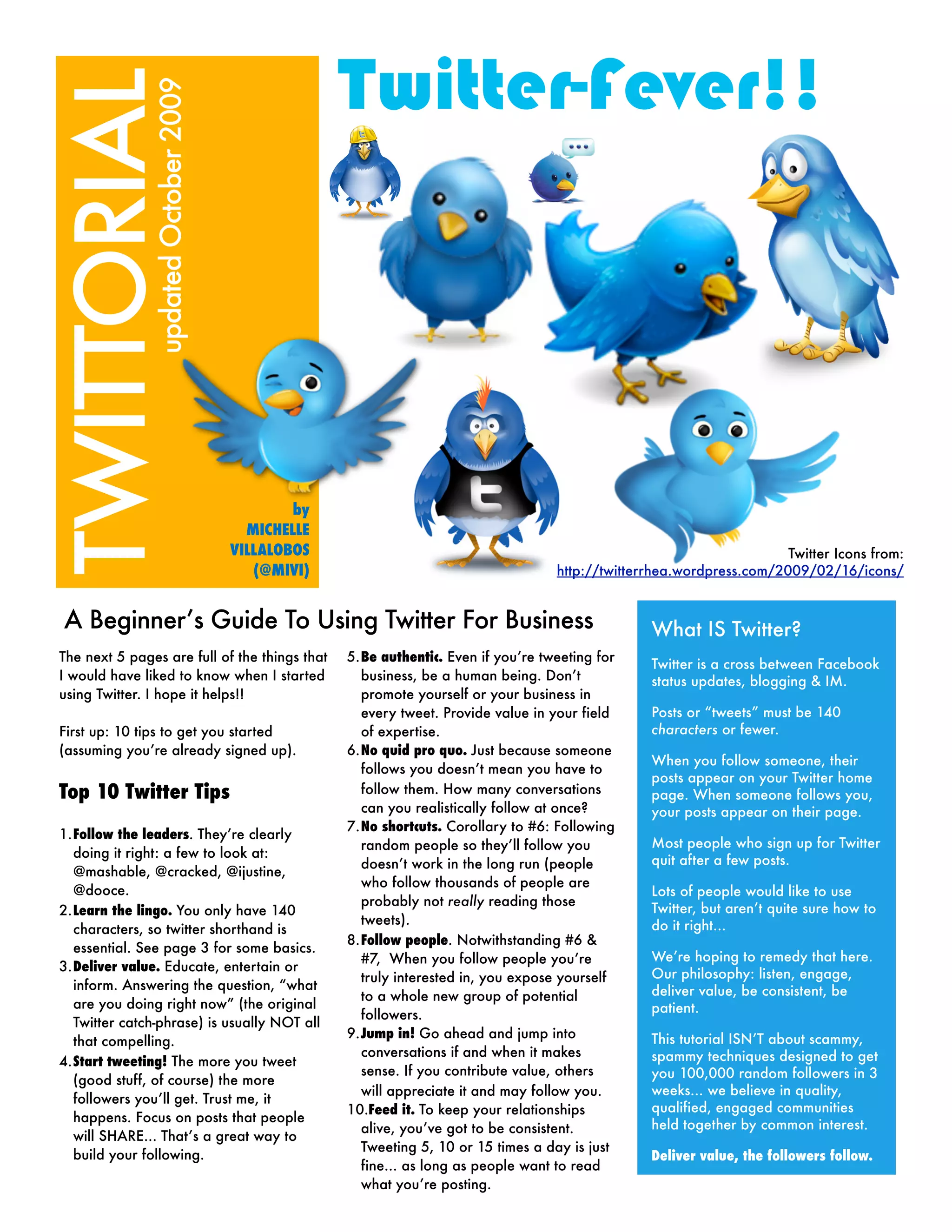 "Twittorial" For Beginners - By Personal Brand Strategist, Michelle Villalobos | PDF | Social ...