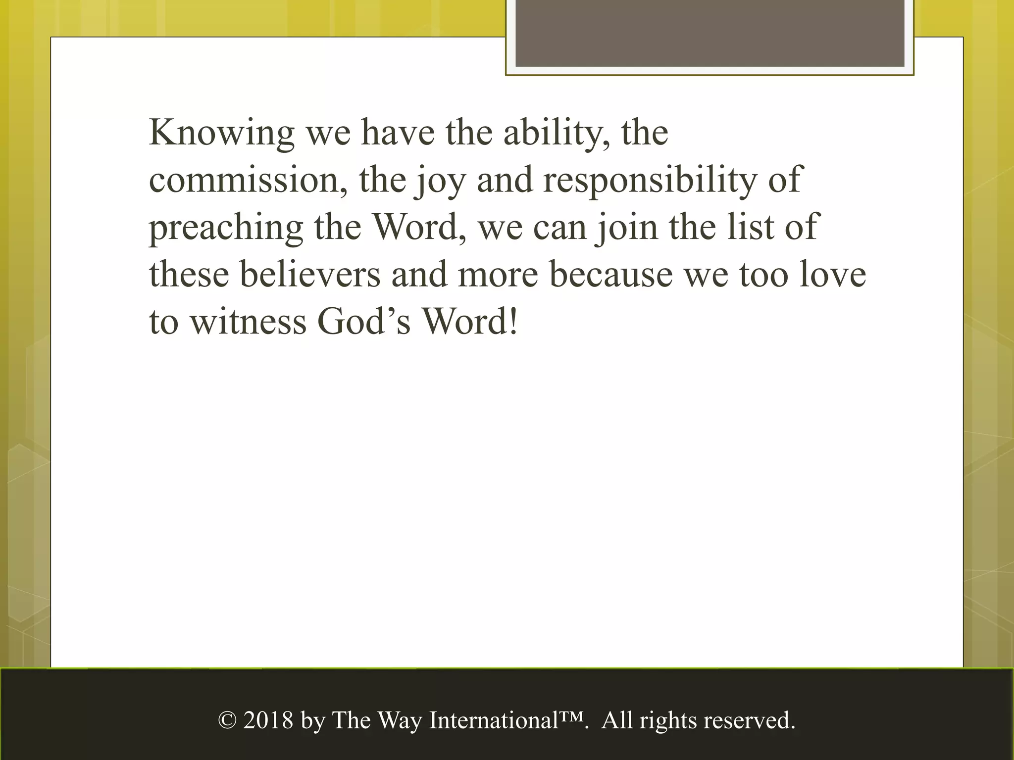 Why Witness God’s Word? | PPTX
