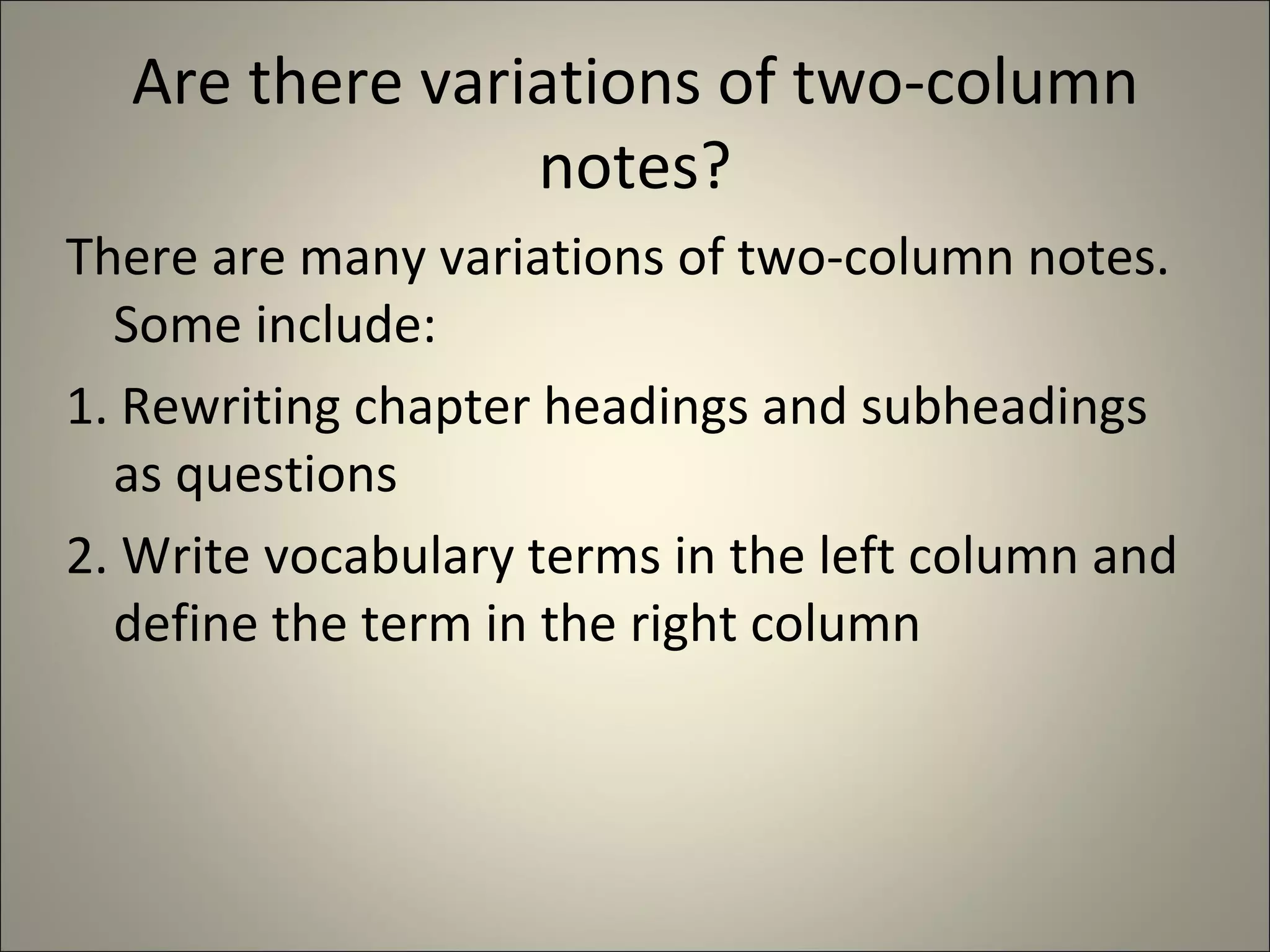 Two Column Notes Made Easy | PPT | Science