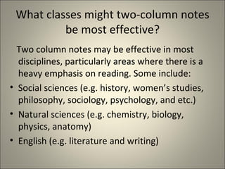 Two Column Notes Made Easy | PPT | Science