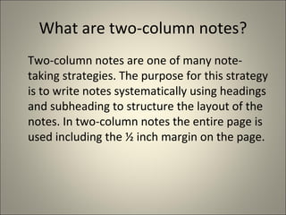 Two Column Notes Made Easy | PPT | Science