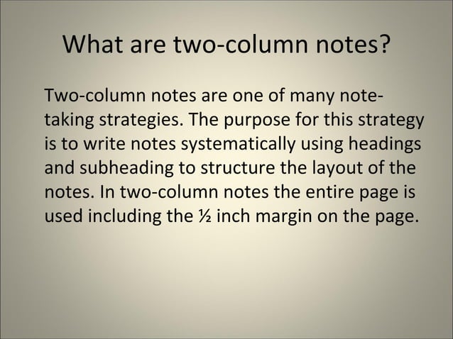 Two Column Notes Made Easy | PPT | Science
