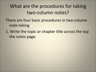 Two Column Notes Made Easy | PPT