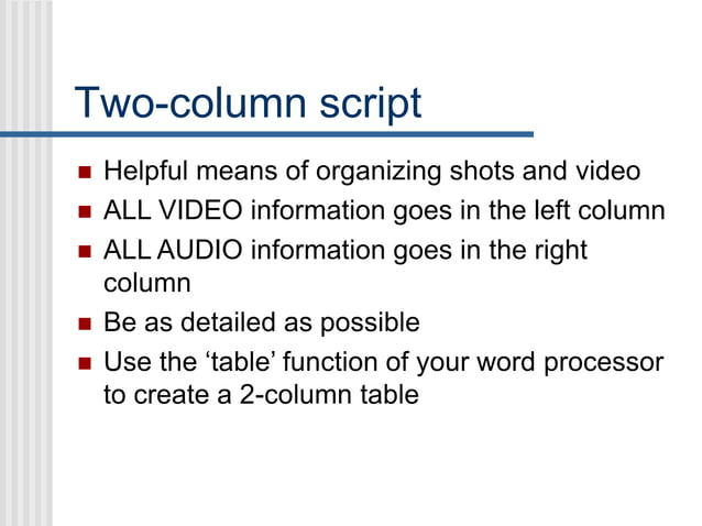 Example of Two-Column Script | PPTX