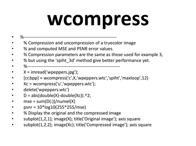 Two dimensional true wavelet compression | PPTX | Photo Editing Software | Computer Software and ...