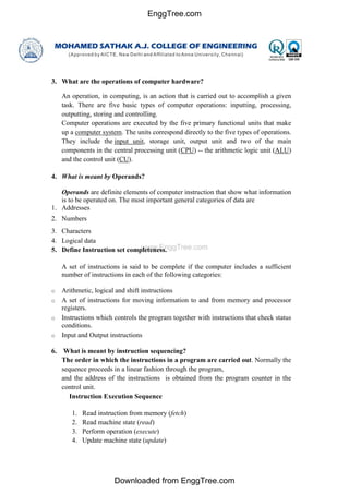 Digital Principles and computer Organisation important 2 mark Questions | PDF