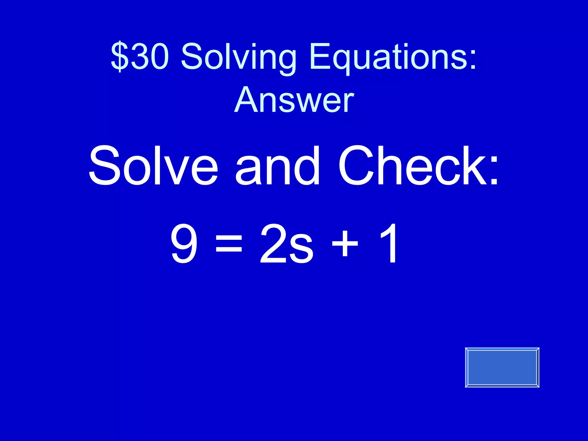 Two Step Equations Jeopardy | PPT