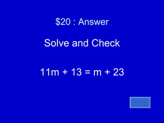 Two Step Equations Jeopardy | PPT