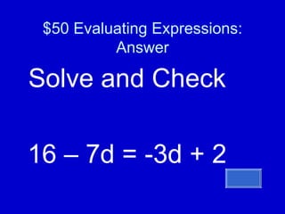 Two Step Equations Jeopardy | PPT