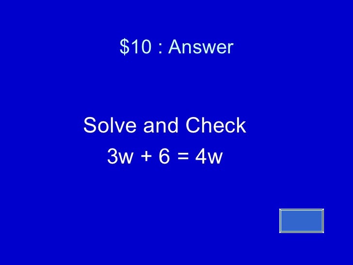 Two Step Equations Jeopardy Two Step Equations Jeopardy