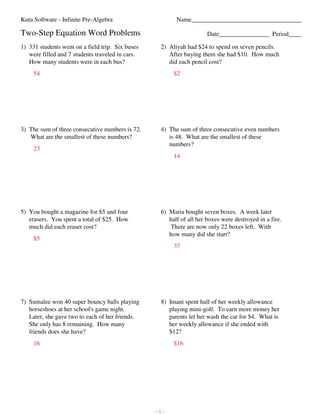 Two step%20 word%20problems | PDF