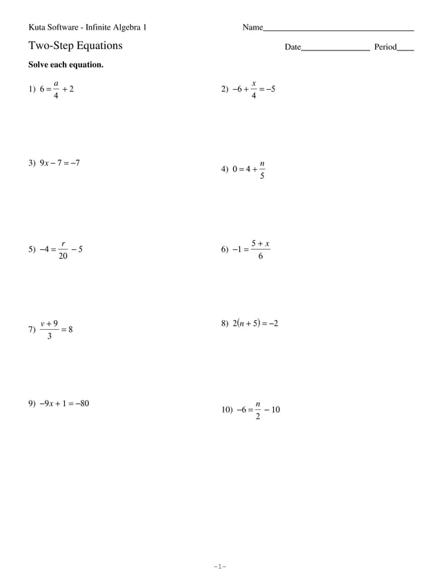 Two step equations | PDF