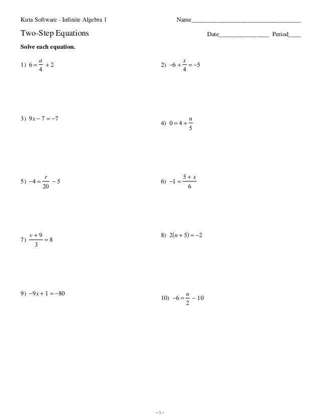 Two Step Equations Two Step Equations