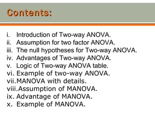 Two way anova+manova | PPT